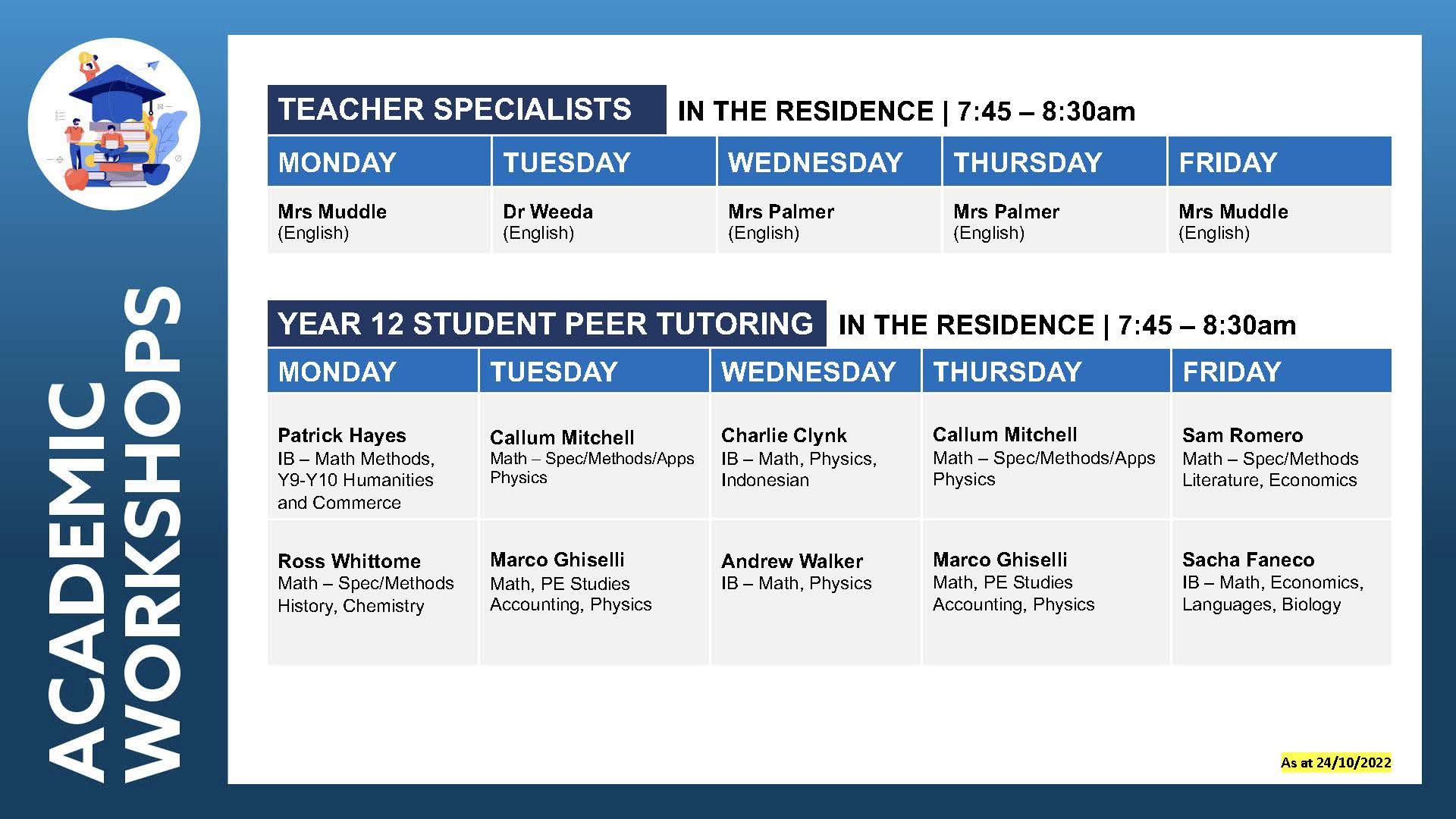 Student Revision Programmes – Senior School